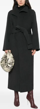 Khaite Womens Wool Coat Ny Charcoal Grey