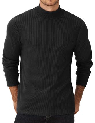 Coofandy Langarmshirt Herren Rollkragenpullover Turtleneck Pullover Longsleeve Rollkragenshirt Winter Pulli M&auml;nner Rolli Schwarz-Rollkragen XL