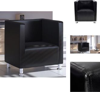 vidaXL Würfel-Sessel Schwarz Kunstleder - Clubsessel - Lounge Chair - Barhocker - Schwarzer Sessel - Esszimmerstuhl