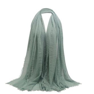 Generic &Eacute;charpe 2026 pour femme en lin pliss&eacute; de couleur unie : ch&acirc;le polyvalent pour la climatisation, vert menthe, Taille unique