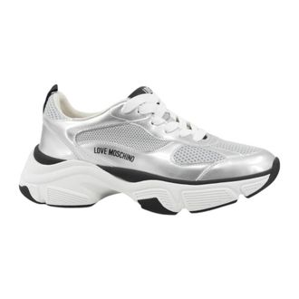 Love Moschino Sneakers aus Laminat und Mesh - - Shoes - Damen - Grau - 36 EU