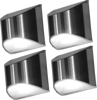 OSALADI Solar Edelstahl Wandlampe Ip55 Selbstaufladend Led Solarlicht Außen Hofbeleuchtung 4 Stück