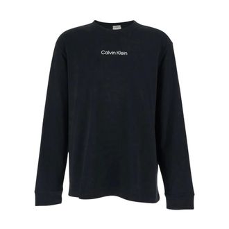 Calvin Klein Homme, Tops, Noir, Taille: XL LS Rlxd Standard Logo Crewnk Tee