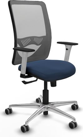 Piqueras y Crespo Blauer Schreibtischstuhl Zulema mit wei&szlig;en und schwarzen Armlehnen, h&ouml;henverstellbare Lendenwirbelst&uuml;tze, ausgestattet mit Sincro 3 Positionen und Sch