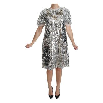 Dolce & Gabbana Silbernes Pailletten Kristall Shift Kleid - - Dresses - Damen - Grau - S