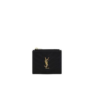 Saint Laurent Luxuri&ouml;se Matelass&eacute; Geldb&ouml;rse mit Monogramm - - Accessories - Damen - Schwarzk - ONE SIZE