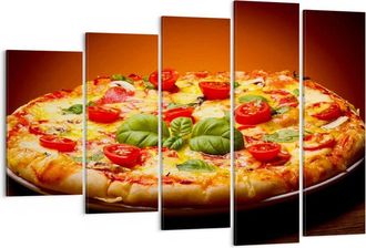 Arttor Bilder auf Leinwand 150x100cm Leinwandbild Italien Pizza Tradition Essen Groß XXL Wanddeko Bild Schlafzimmer Set 5 teilige Wandbilder Dekoration Wohnz