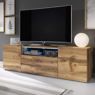 Selsey Selsey - TV-Lowboard BROS matte Holzoptik Wotan Eiche mit LED-Beleuchtung, stehend, modern, 137 cm