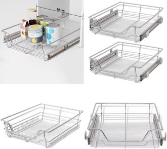 vidaXL Einbauschublade Korbauszug 2 Stk. Silbern 500 mm - Drahtkorb - Drahtk&ouml;rbe - Home & Living - Silber