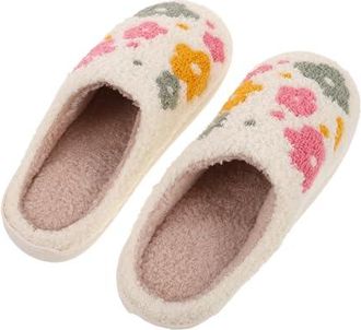 Beaupretty Pantoufles Femme Douillettes Coton &Eacute;pais Pantoufles Int&eacute;rieures Chaudes et Pelucheuses &agrave; Motif Floral Chaussures Confortables pour Maison et H&ocirc;tel Hiv