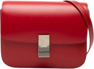 Celine Sac bandouli&egrave;re classique en cuir moyen mod&egrave;le Pre-owned - Femme - Pre-owned - Rouge - Taille: ONE Size