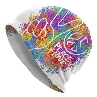 Generic Casquette De Crâne À Revers Signes Hippies De Paix Et damour Bonnet en Tricot Coupe-Vent Mode Bonnet Tricoté pour lescalade Sport Randonnée
