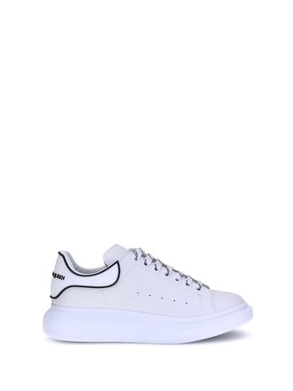 Alexander McQueen Mens Leather Sneakers White-Black White-White-Black Upper: Rubber Trainers White/white/black