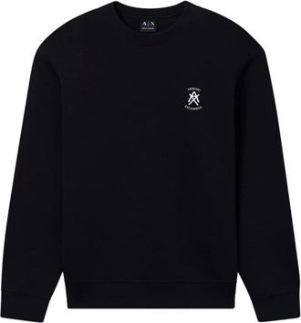 A|X Armani Exchange Homme, Sweatshirts et sweats &agrave; capuche, Noir, Taille: L Felpa logo girocollo in cotone