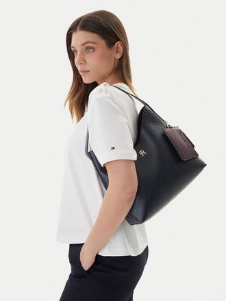 Tommy Hilfiger Handtasche Tommy Hilfiger Th Icon Shoulder Bag Mono AW0AW18141 Dunkelblau