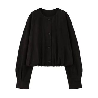 Generic Veste Femme Chic Et Elegant Veste d&eacute;contract&eacute;e en cuir su&eacute;d&eacute; pour femme manteau court tendance automnal pour un style urbain quotidien et &eacute;l&eacute;gant (Bla