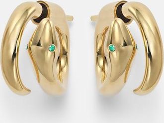 Ileana Makri Boucles doreilles Spiral Cobra en or 18 ct et &eacute;meraudes