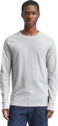 Tom Tailor Herren 1048996 Langarmshirt mit Waffelstruktur, 15277-Chalk Grey, M