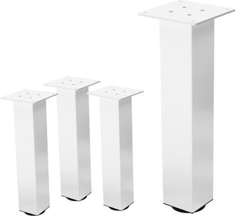 ML Design ML-Design 4er Set Tischbeine I-Design 42 cm, Weiß glänzend, aus pulverbeschichtetem Stahl, eckig, Profil 8x8 cm, Höhenverstellbare Möbelfüße 1-4 cm, M