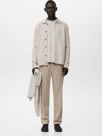 Mango Cardigan maille c&ocirc;tel&eacute;e gris clair/pastel - Homme - XXL - MANGO MAN