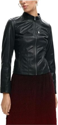 Desigual Femme, Vestes, Noir, Taille: 38 FR Blazer zipp&eacute; en polyur&eacute;thane avec poches avant