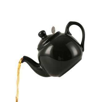 London Pottery Farmhouse Teekanne mit Teesieb, Keramik, gl&auml;nzend schwarz, 2 Tassen (600 ml)