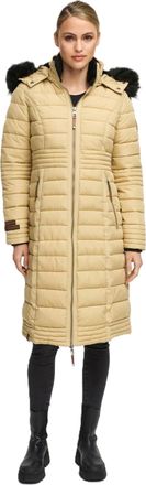 Navahoo Damen Wintermantel Mantel Steppmantel Winter Jacke lang Stepp warm Teddyfell B670 [B670-Uma-Sand-Gr.L]