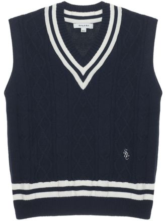 Sporty & Rich gilet en maille &agrave; col v - Bleu