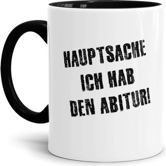 Tassendruck Abi-Tasse Ich hab den Abitur - Geschenk zum bestandenen Abitur/Schule/Gymnasium/Geschenkidee Abiturient - Innen & Henkel Schwarz