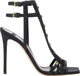 Elisabetta Franchi Femme, Chaussures, Noir, Taille: 37 1/2 EU Sandales en satin avec crochets