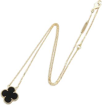Van Cleef & Arpels collier Alhambra en or jaune 18ct et onyx