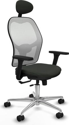 Piqueras y Crespo Schwarzer Drehstuhl mit 3D-Armen, h&ouml;henverstellbarer Lendenwirbelst&uuml;tze und festem Kopfteil, ausgestattet mit Syncro/Traslack und injiziertem Schaumst