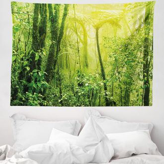 Abakuhaus Gr&uuml;n Wandteppich, Tropische Amazonas Wildlife Natur Wald mit Zweigen und Baum Kunst, aus Weiches Mikrofaser Stoff Wand Dekoration F&uuml;r Schlafzimmer, 15
