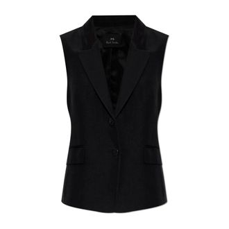 Paul Smith Femme, Vestes, Noir, Taille: 34 FR Veste sans manches &agrave; col roul&eacute; avec revers ferm&eacute;s