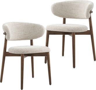 Generic 2er-Set Esszimmerstühle Im Mid-Century-Modern-Stil Mit Offener Rückenlehne, Holzbeinen, Armlose Seitenstühle for Esszimmer Und Wohnzimmer(Linen1)