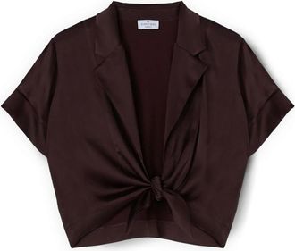 Motivi Femme, Blouses et Chemises, Brun, Taille: 40 FR Satin Shrug with Knot