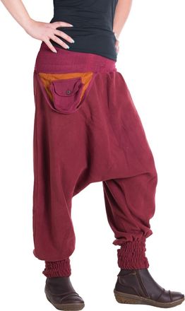 vishes Alternative Bekleidung - Warme Thermo Haremshose aus Fleece mit Tasche und weichem Jersey Bund dunkelrot Einheitsgr&ouml;&szlig;e 36 bis 42