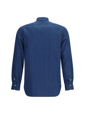 Finamore Mens Napoli Shirt Indigo Blu Cotton