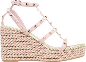 Valentino Garavani Femme, Chaussures, Rose, Taille: 41 EU Sandales compens&eacute;es espadrilles Rockstud