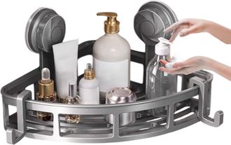 Generic Dusche Organiserregal - 32x12cm Saugnapfregal, Wandmontierte Aufbewahrungsscheibe, Kein Bohrbadehalter, Abnehmbarer Longtail-Beh&auml;lter | Sughregal f&uuml;r 