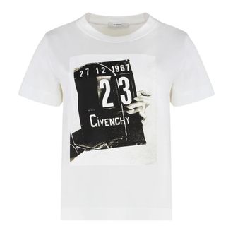 Givenchy Baumwoll-T-Shirt mit Klappensymbol-Print - - Tops - Damen - Wei&szlig; - S