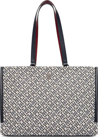 Tommy Hilfiger Handtasche Tommy Hilfiger Th Jacquard Tote AW0AW19009 Blau