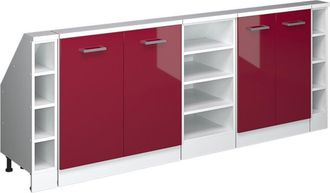 Vicco Dachschr&auml;genschrank Rion, Wei&szlig;/Bordeaux Hochglanz, 5er Set, Vicco