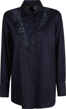 Ermanno Scervino Poloshirt aus Spitze - Blau