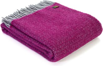 Tweedmill Illusion Kniedecke, 100 % reine Schurwolle, hergestellt in Großbritannien, Grau / Silber / Traube