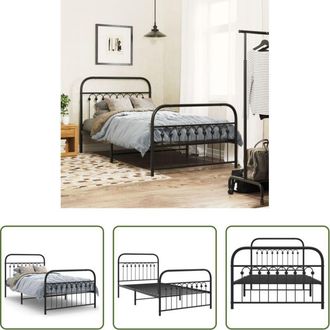 vidaXL Metallbett - Bettgestell mit Kopf- und Fu&szlig;teil Metall Schwarz 100x190 cm