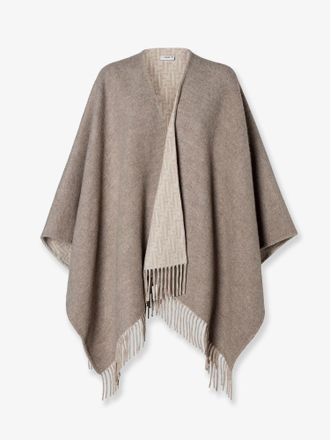 Fendi Wool and cashmere cape with FF zucca print - FENDI - gender_Woman