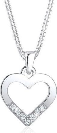 DIAMORE Elli DIAMONDS Collier Femmes Coeur Découpe Pendentif Amour Élégant avec Diamant (0.035 ct.) en Argent Sterling 925