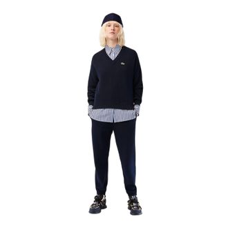 Lacoste Pullover Top f&uuml;r Damen, V-Ausschnitt, gerippt, Regul&auml;r (Dunkles Marineblau)