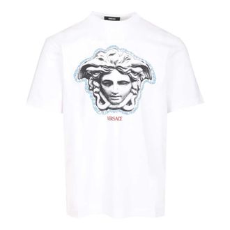 Versace Bedrucktes Regular-T-Shirt aus Baumwolljersey - - Tops - Herren - Wei&szlig; - S